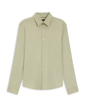 BOSS Roan Kent Collar Slim Fit Shirt - Beige