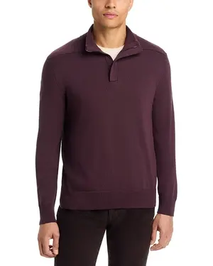 BOSS Liorman Wool & Cotton Zip Neck Sweater - Open Red