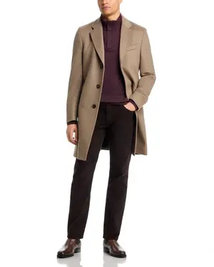 BOSS Liorman Wool & Cotton Zip Neck Sweater - Open Red
