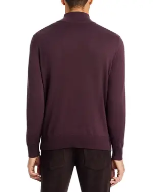 BOSS Liorman Wool & Cotton Zip Neck Sweater - Open Red