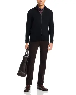 BOSS Liopedro Wool & Cotton Zip Sweater - Black