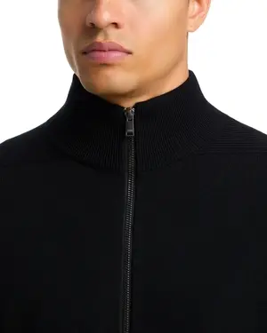 BOSS Liopedro Wool & Cotton Zip Sweater - Black