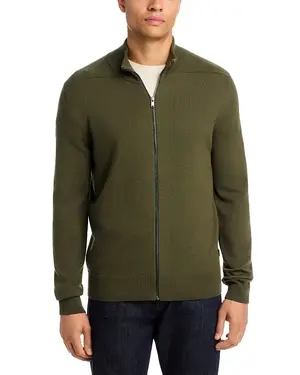 BOSS Liopedro Wool & Cotton Zip Sweater - Open Green