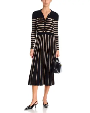 Elie Tahari Elodie" Ribbed Knit Sweater Dress - Noir/vicun