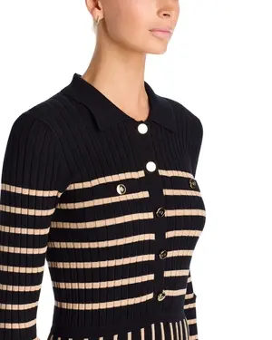 Elie Tahari Elodie" Ribbed Knit Sweater Dress - Noir/vicun