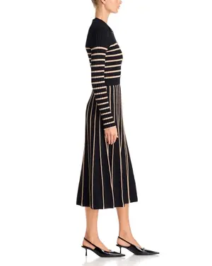 Elie Tahari Elodie" Ribbed Knit Sweater Dress - Noir/vicun
