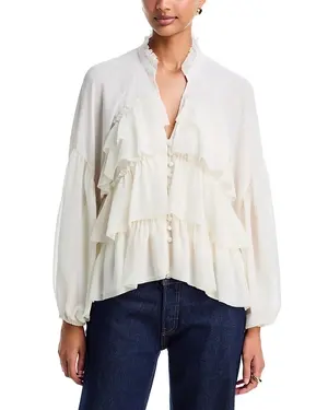 Cinq À Sept Amoura Stand Collar Ruffle Tiered Top