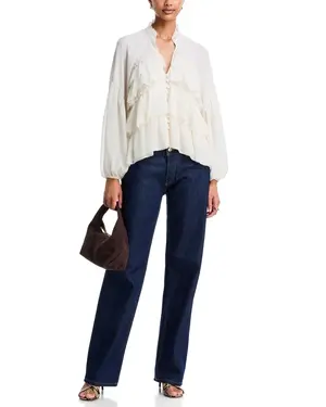 Cinq À Sept Amoura Stand Collar Ruffle Tiered Top