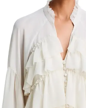 Cinq À Sept Amoura Stand Collar Ruffle Tiered Top