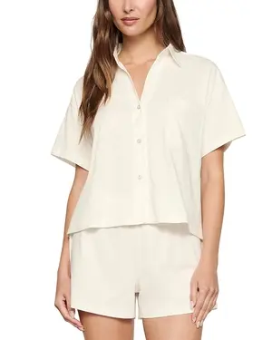 Eberjey Pima Cotton Short Pajama Set - Ivory