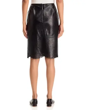 Lafayette 148 New York Laser Cut Leather Pencil Skirt