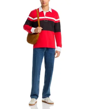 Rag & Bone Classic Cotton Stripe Rugby Shirt - Red Multi
