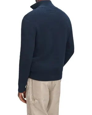 Rag & Bone Danton Quarter Zip Cotton Sweater - Navy