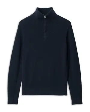 Rag & Bone Danton Quarter Zip Cotton Sweater - Navy