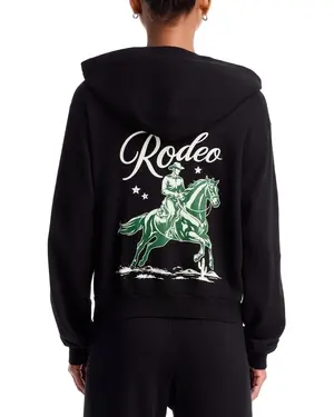 Aqua Cropped Zip Hoodie With Star Embellishments - Black