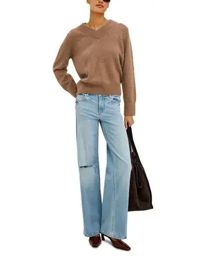 Rails Lidya Cotton, Wool & Cashmere V Neck Sweater