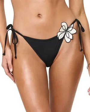 L*Space Levy Bikini Bottom With Floral Embellishment - Black