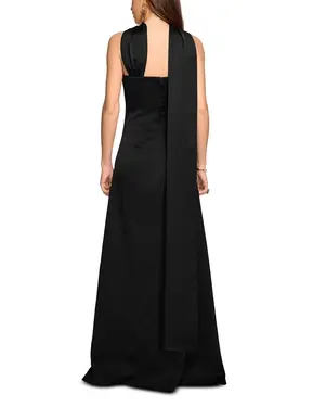 Ramy Brook Sleeveless Attached Scarf Gown - Black