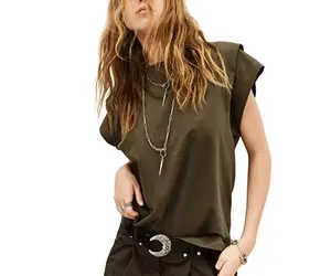Ba&sh Pio Shoulder Pad Top - Mocha