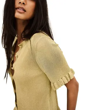 Ba&sh Zibo Metallic Rib Knit Cardigan