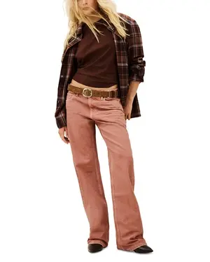 Ba&sh Cvana Low Rise Wide Leg Jeans - Pink