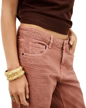 Ba&sh Cvana Low Rise Wide Leg Jeans - Pink