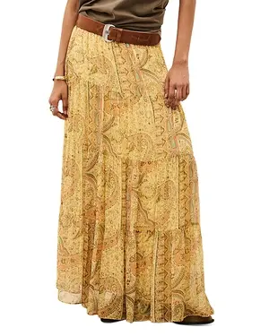 Ba&sh Cali Printed Maxi Skirt - Yellow