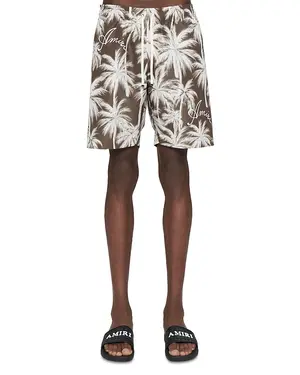 Amiri Palms Drawstring Swim Shorts - Tobacco