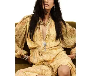 Ba&sh Ciahara Printed Midi Dress - Yellow
