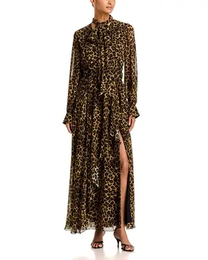 TOCCIN Jane Tie Neck Printed Maxi Dress