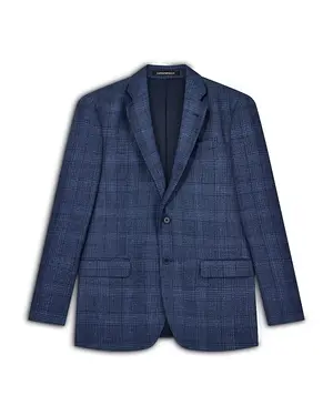 Emporio Armani Classic Fit Plaid Check Blazer - Light Blue