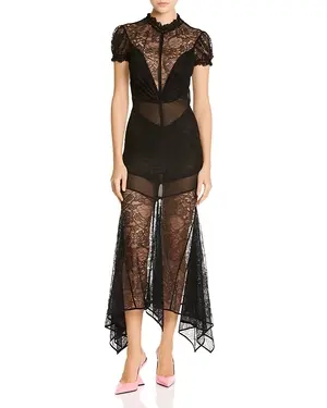 Attico Lace High Neck Midi Dress