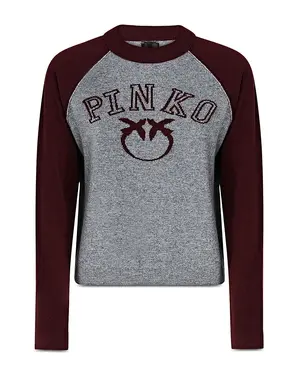 Pinko Amsterdam Wool-blend Top With Graphic Detail - Iy