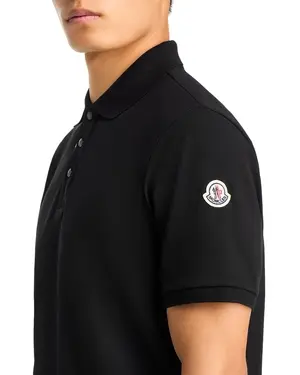 Moncler Cotton Short Sleeve Polo Shirt - Black