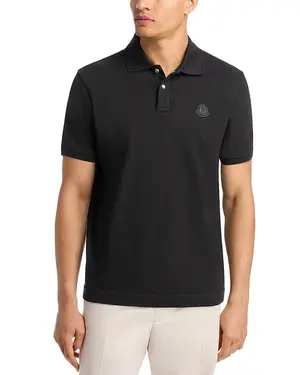 Moncler Logo Patch Cotton Piquet Polo Shirt