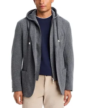 Eleventy Hooded Single Breasted Jacket - Medium Grey