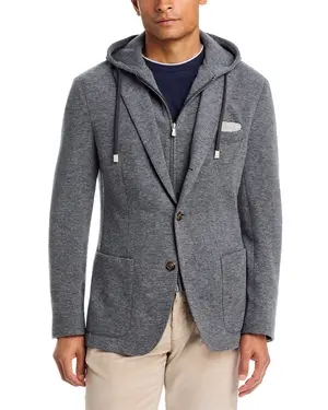 Eleventy Hooded Single Breasted Jacket