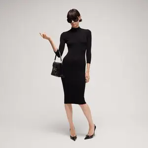 Gucci Fine Rib Knit Wool Dress With Horsebit