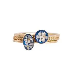 KATE KOEL Flower Gold Ring Set - Blue