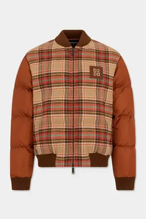 Dsquared2 Cottage Check Wool & Nylon Down Bomber Jacket