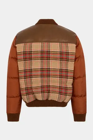 Dsquared2 Cottage Check Wool & Nylon Down Bomber Jacket