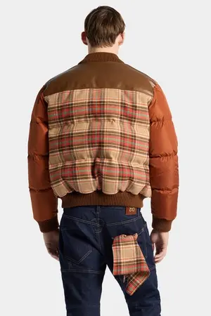 Dsquared2 Cottage Check Wool & Nylon Down Bomber Jacket