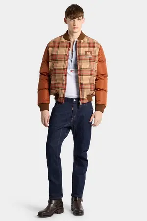 Dsquared2 Cottage Check Wool & Nylon Down Bomber Jacket