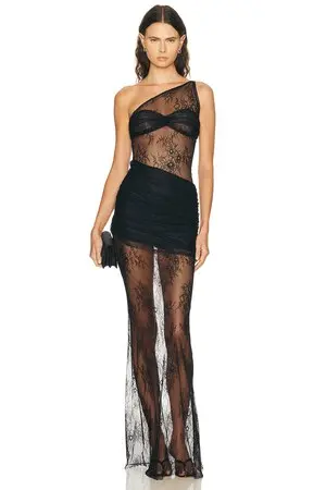 BANANHOT Sabrina Lace Maxi Dress - Black