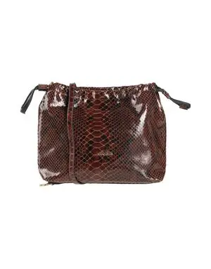 MARC ELLIS Chocolate Snakeskin Print Leather Crossbody Bag
