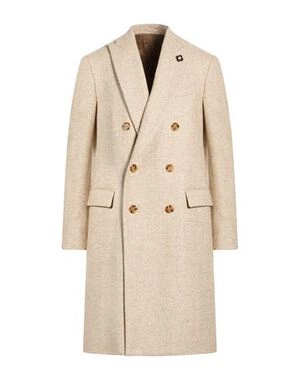 LARDINI Double-breasted Wool And Alpaca Blend Coat - Beige