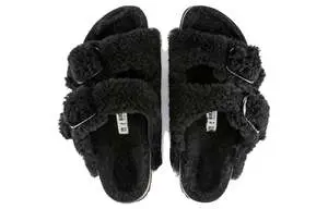 BIRKENSTOCK Arizona Big Buckle Shearling Slides - Black