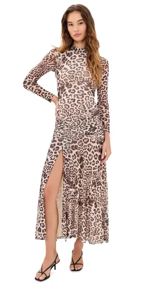 Bardot Lea Printed Mesh Dress - Leopard