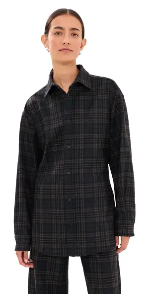 DARKPARK Anne Tartan Tailored Button Down Shirt - Blue/grey/red