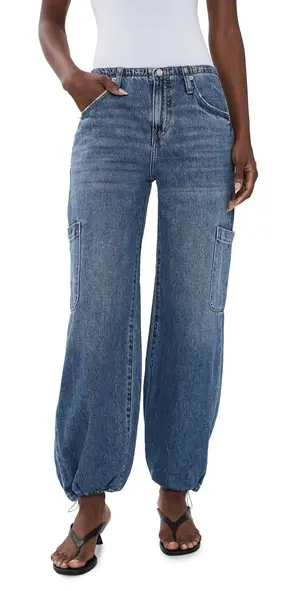 DAZE Mirage Mid Rise Cargo Harem Jeans - Snap